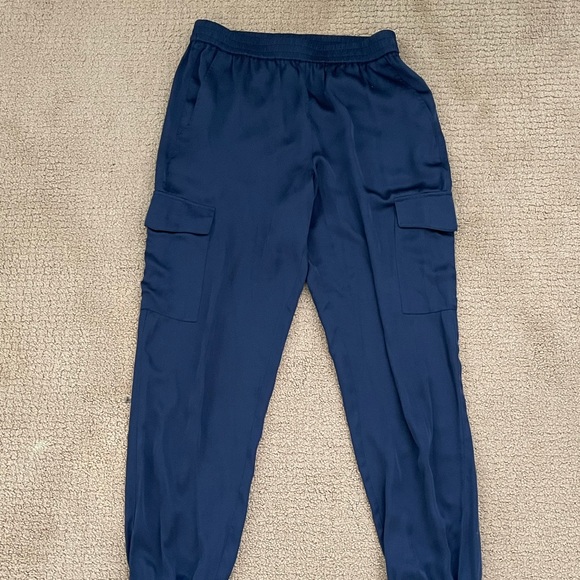 BCBGeneration | Pants & Jumpsuits | Bcbg Navy Satin Cargo Pants | Poshmark